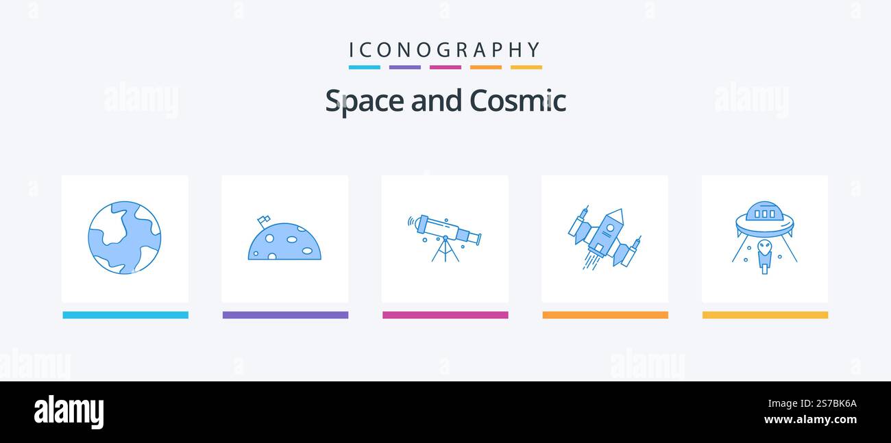 Space Blue 5 Icon Pack Including ship. spacecraft. flag. zoom. space ...