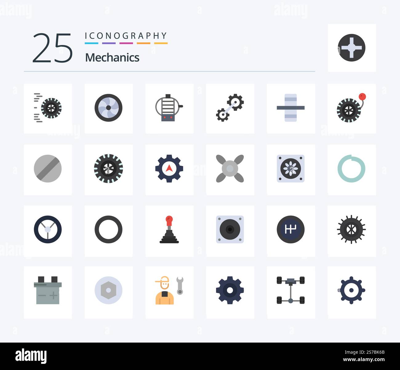 Mechanics 25 Flat Color icon pack including pump. side. engine. gear ...