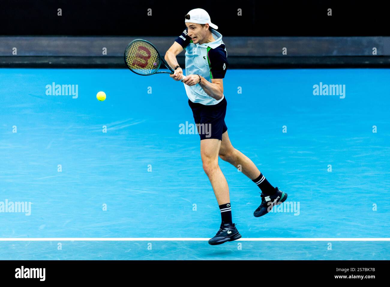 MELBOURNE, VIC - JANUARY 19: Ugo Humbert of France in action during ...
