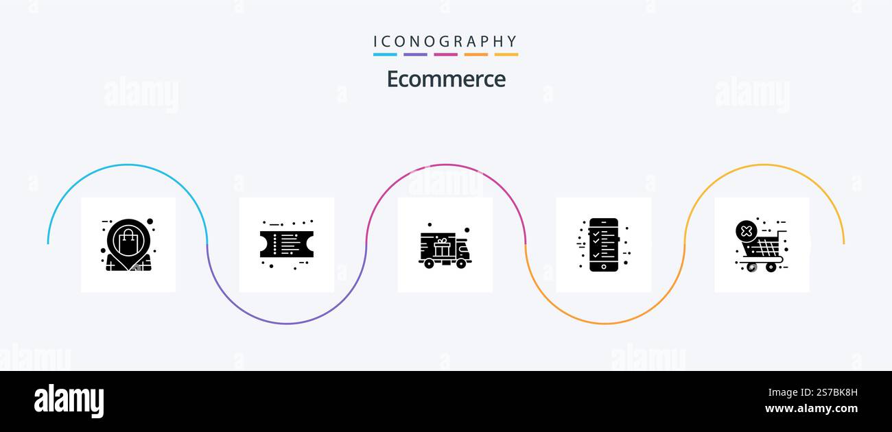 Ecommerce Glyph 5 Icon Pack Including store. checkout. delivery ...