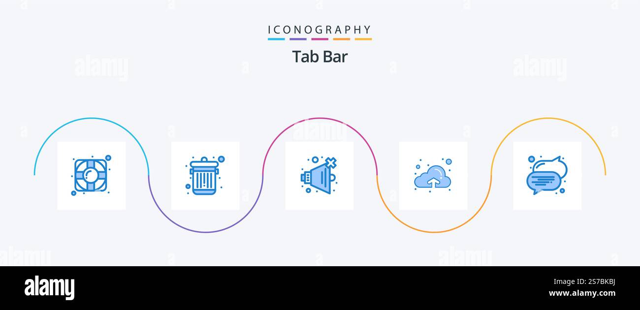 Tab Bar Blue 5 Icon Pack Including . volume. text. bubble Stock Vector ...