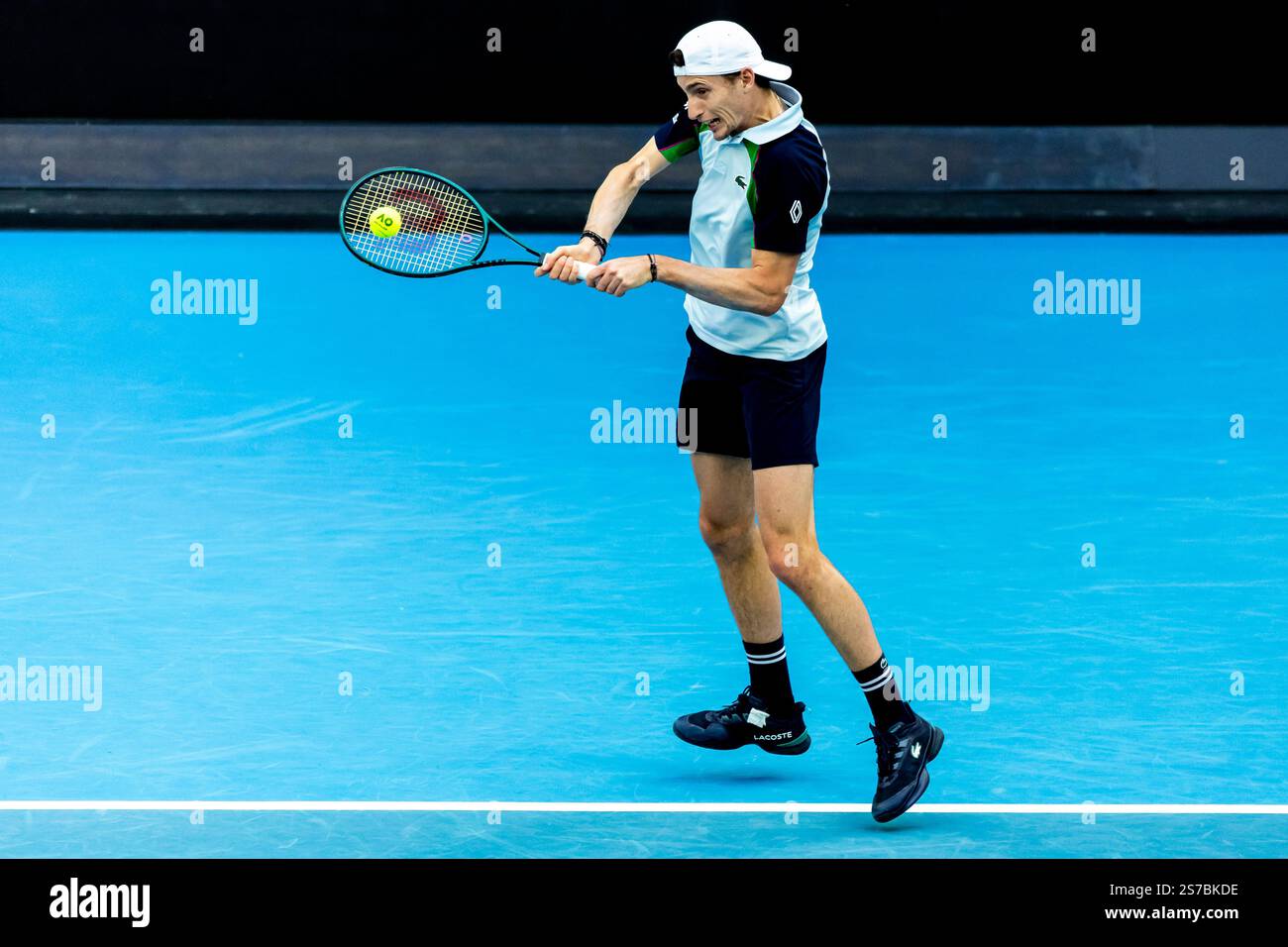 MELBOURNE, VIC - JANUARY 19: Ugo Humbert of France in action during ...