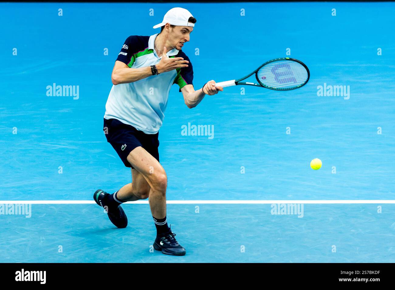 MELBOURNE, VIC - JANUARY 19: Ugo Humbert of France in action during ...