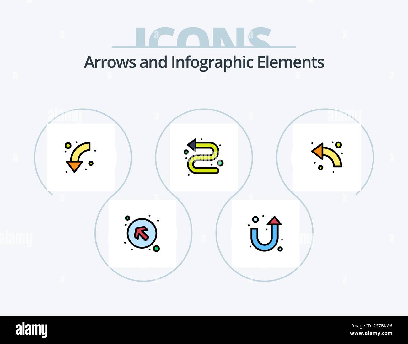 Arrow Line Filled Icon Pack 5 Icon Design. u turn. arrow. arrows. turning. directional Stock ...