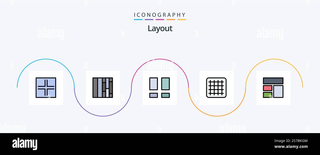 Layout Line Filled Flat 5 Icon Pack Including Layout Layout Image