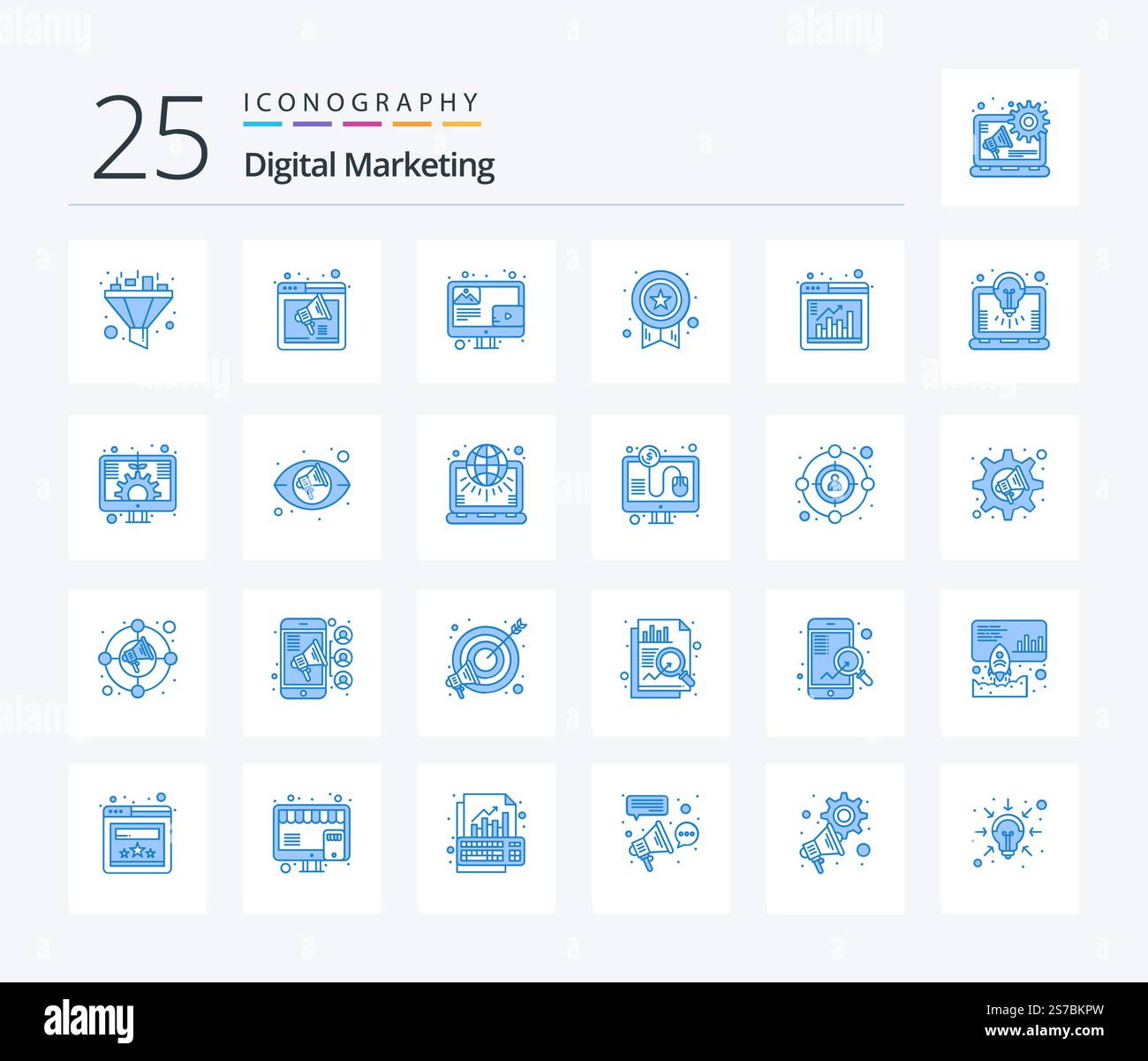 Digital Marketing 25 Blue Color icon pack including bar. success. blog ...