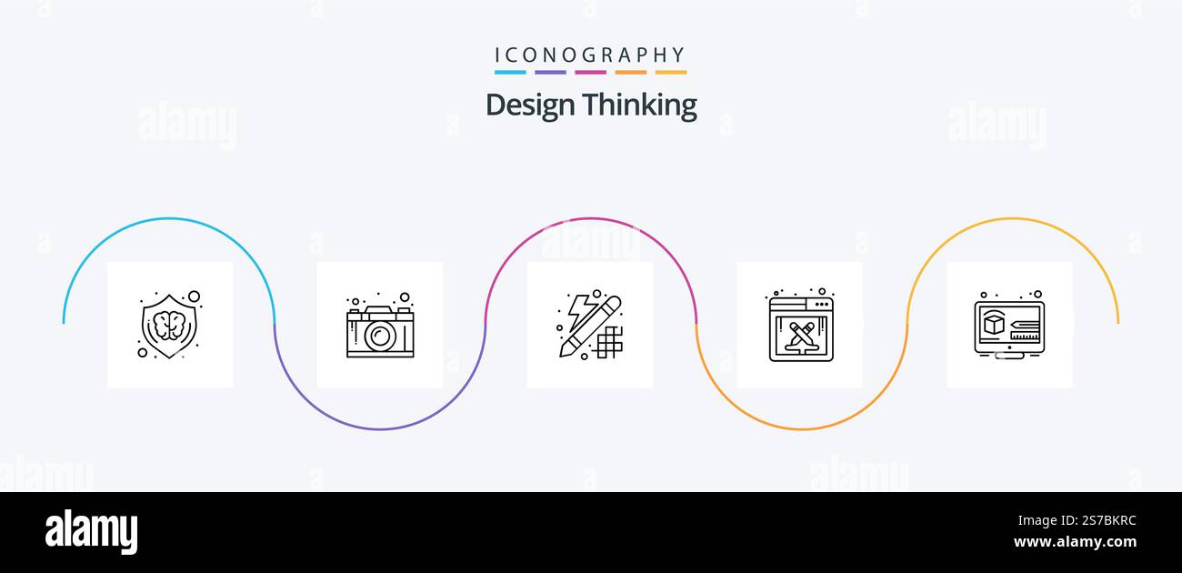 Design Thinking Line 5 Icon Pack Including work. design work. graphic ...