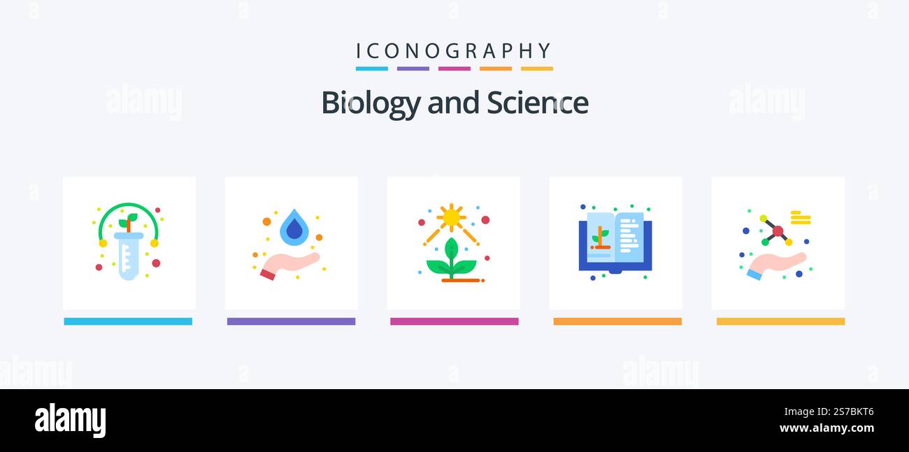 Biology Flat 5 Icon Pack Including atom. knowledge. light. growth ...
