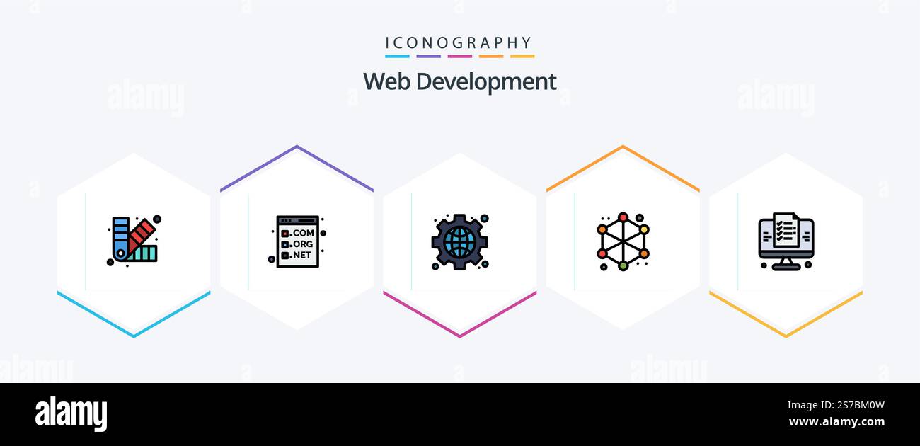 Web Development 25 FilledLine icon pack including development. server. programming. data. globe ...