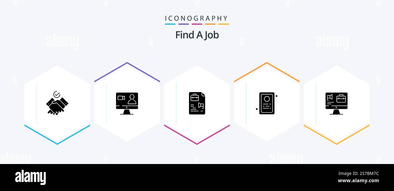 Find A Job 25 Glyph icon pack including job. bag. document. computer ...