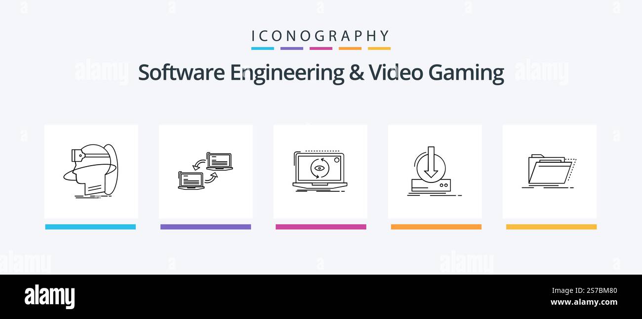 Software Engineering And Video Gaming Line 5 Icon Pack Including game ...