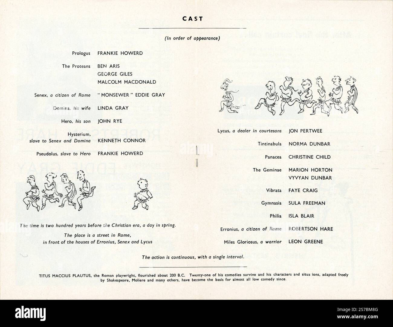 Cast list from programme for the original London stage production with ...