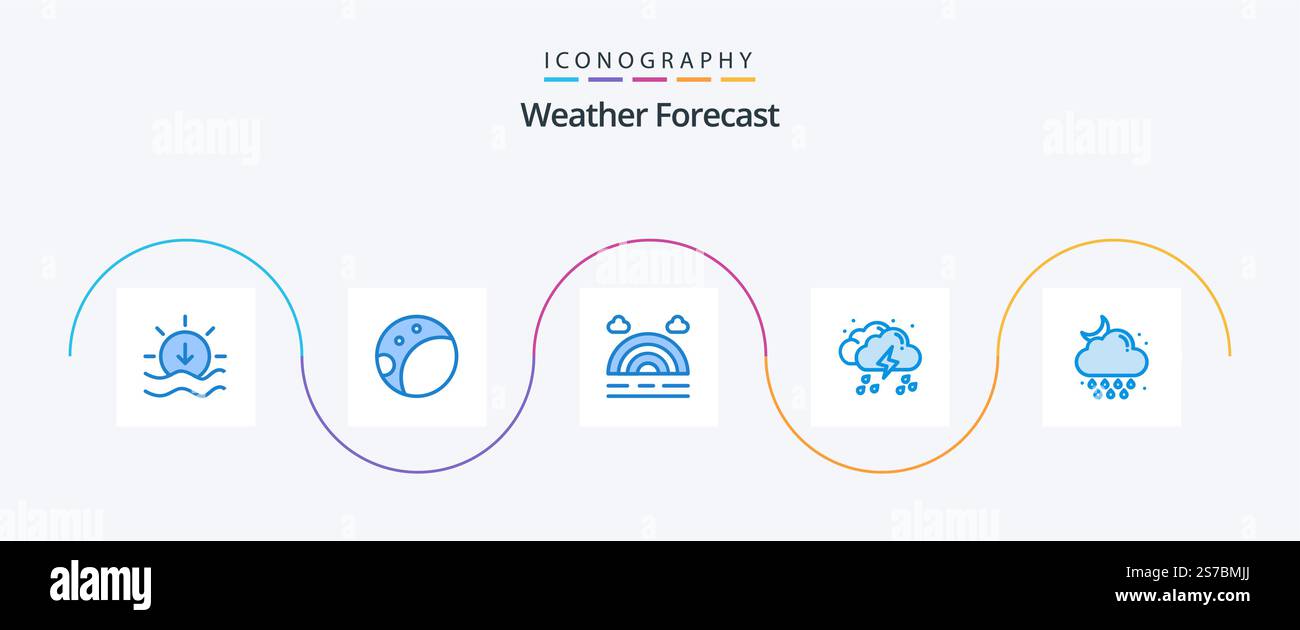 Weather Blue 5 Icon Pack Including moon. rain. cloud. drop. light Stock ...