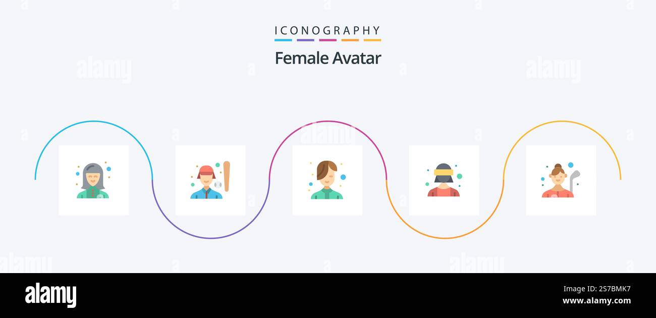 Female Avatar Flat 5 Icon Pack Including vr glasses. female avatar. p ...