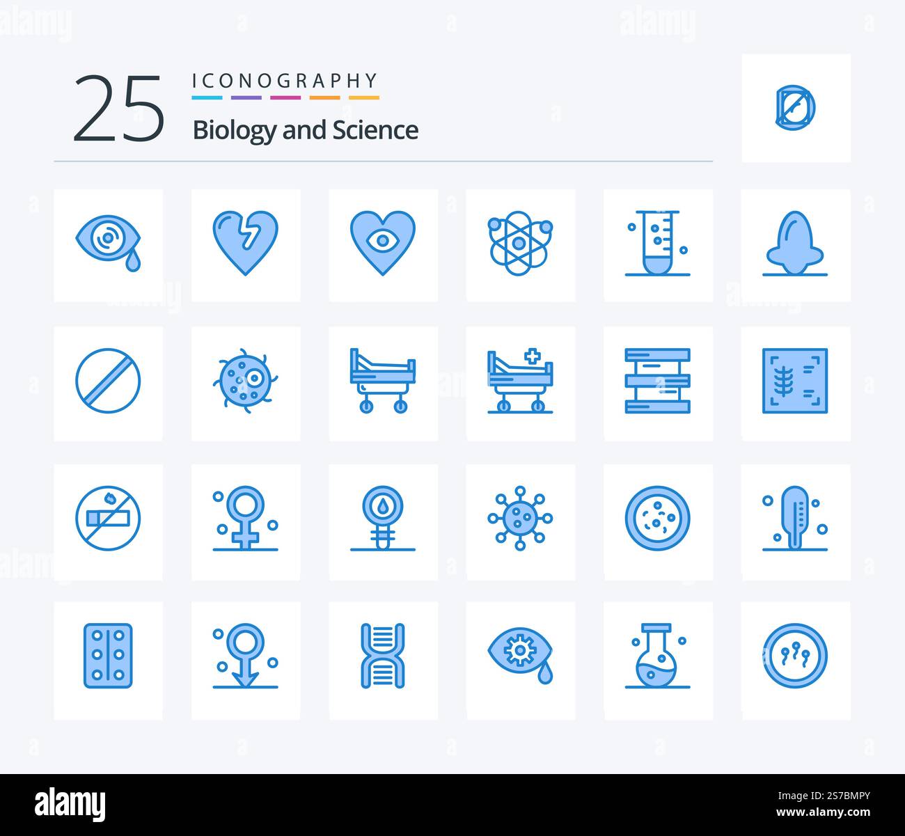 Biology 25 Blue Color icon pack including science. lab. love. glassware ...