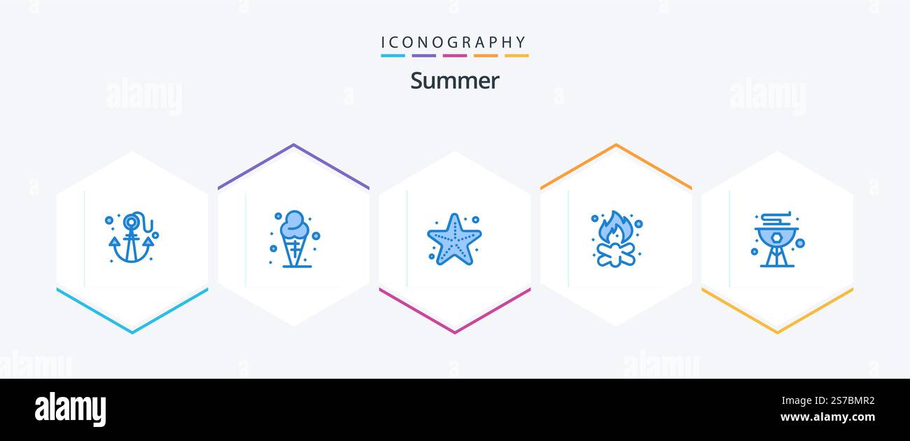 Summer 25 Blue icon pack including beach. campfire. beach. camp. beach ...