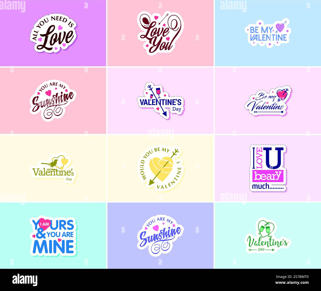 Heartwarming Valentine’s Day Typography and Graphic Design Stickers ...