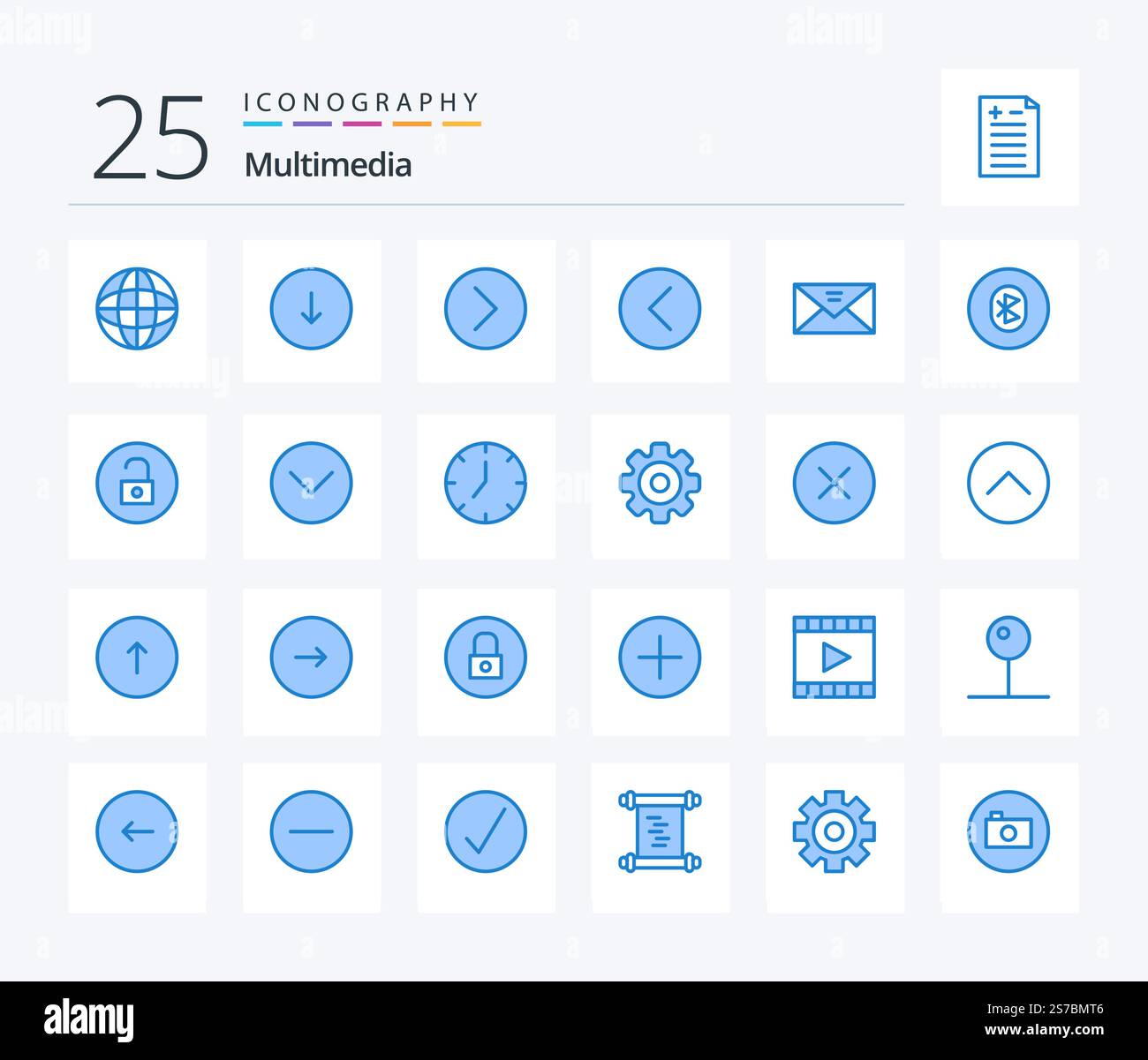 Multimedia 25 Blue Color icon pack including envelope. multimedia. next ...