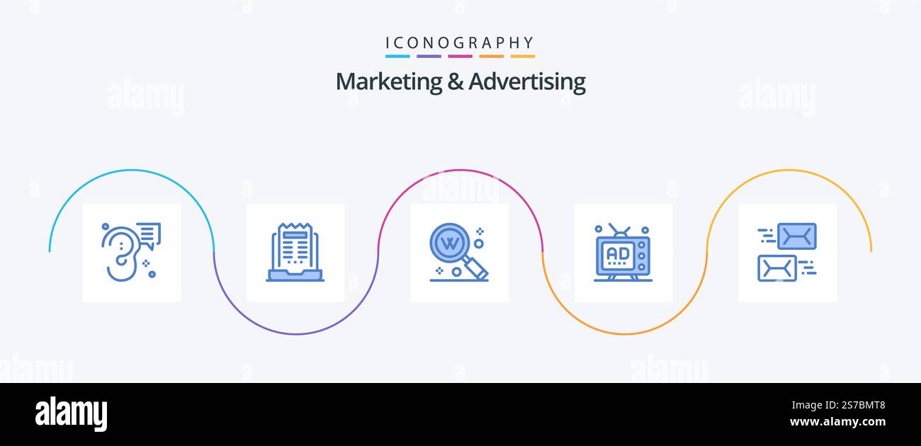 Marketing And Advertising Blue 5 Icon Pack Including media. ad ...