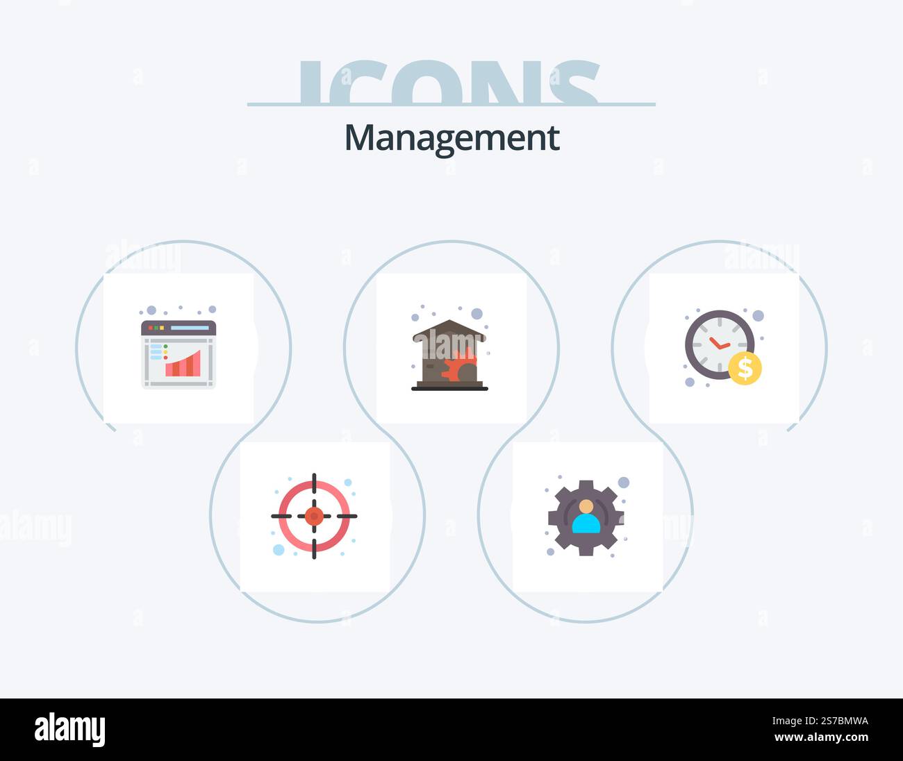 Management Flat Icon Pack 5 Icon Design. . business. graph. time ...