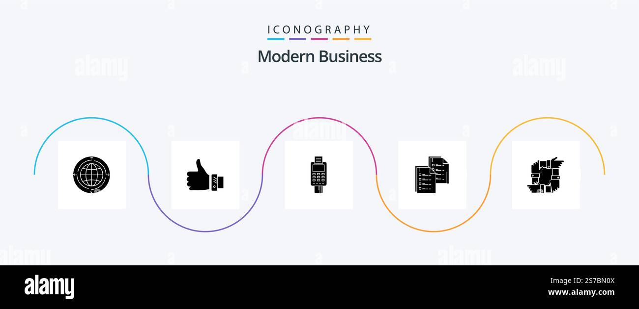 Modern Business Glyph 5 Icon Pack Including credit card machine. check ...