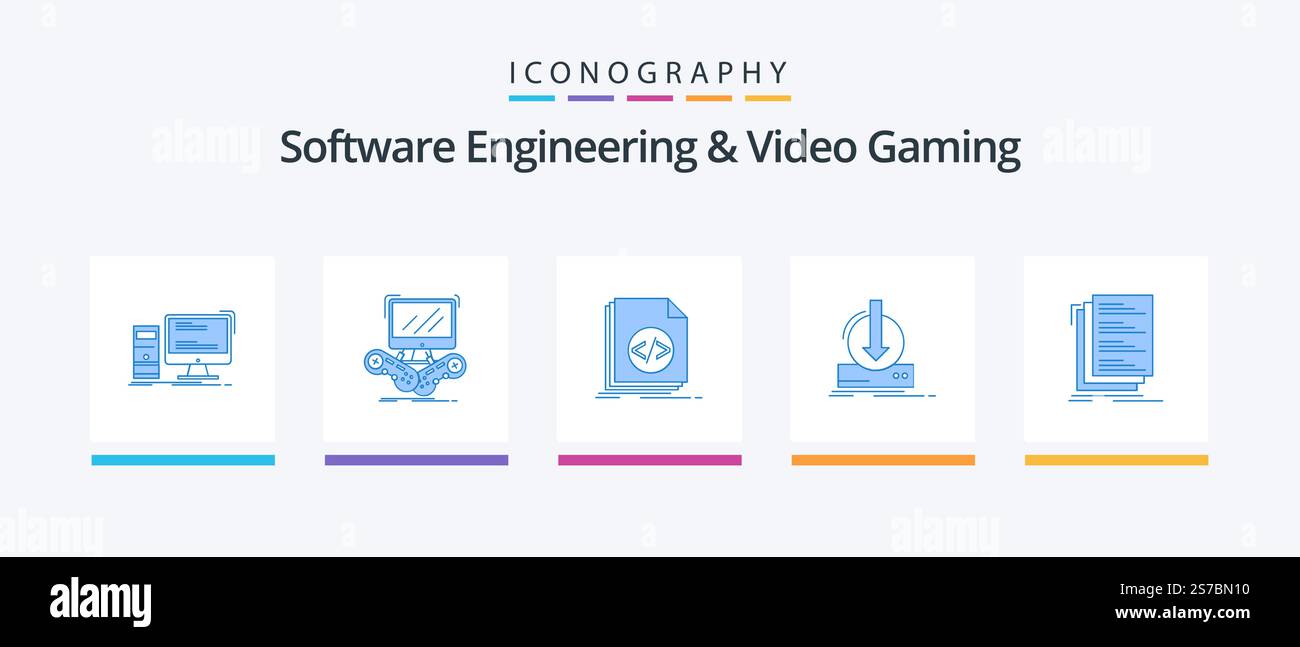 Software Engineering And Video Gaming Blue 5 Icon Pack Including dlc. addition. multiplayer ...