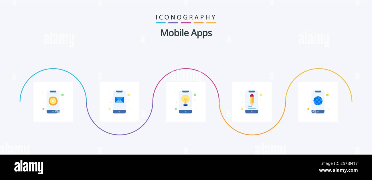 Mobile Apps Flat 5 Icon Pack Including ux. interface. application. edit ...