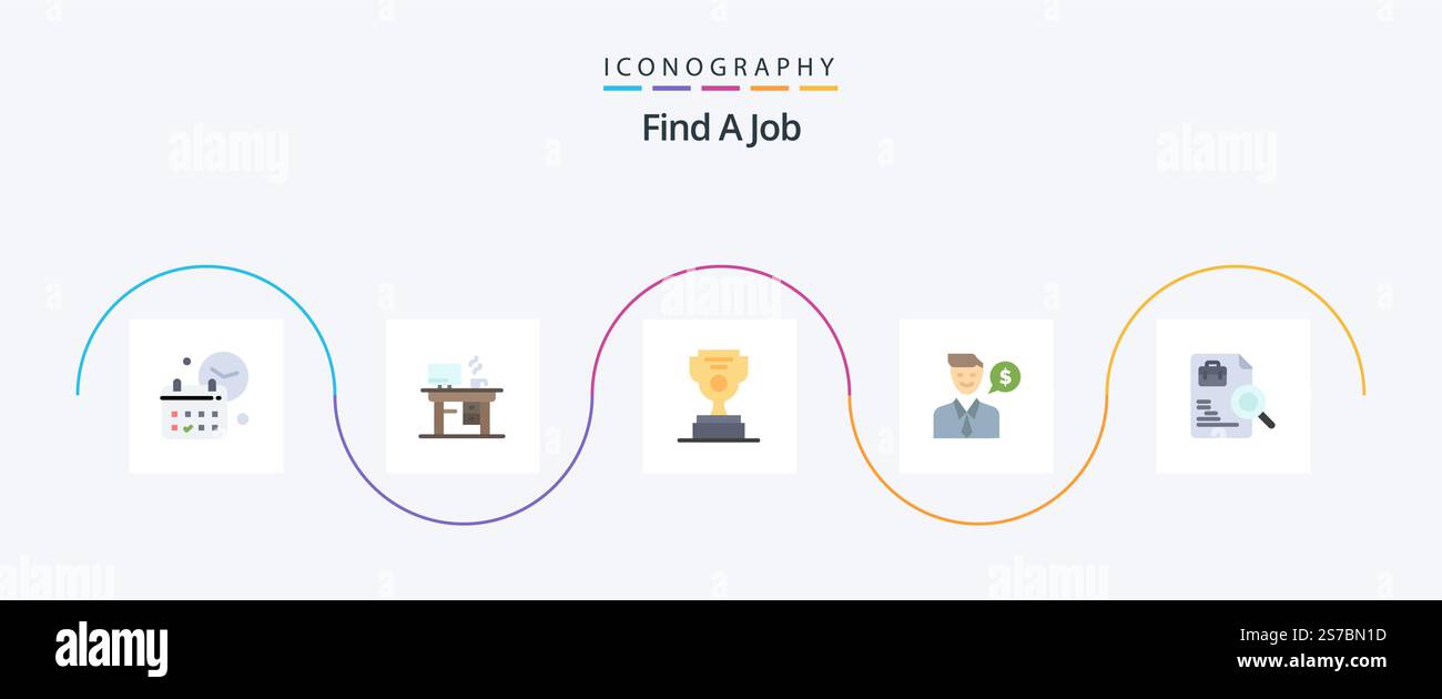 Find A Job Flat 5 Icon Pack Including worker. job. working. work. cup ...
