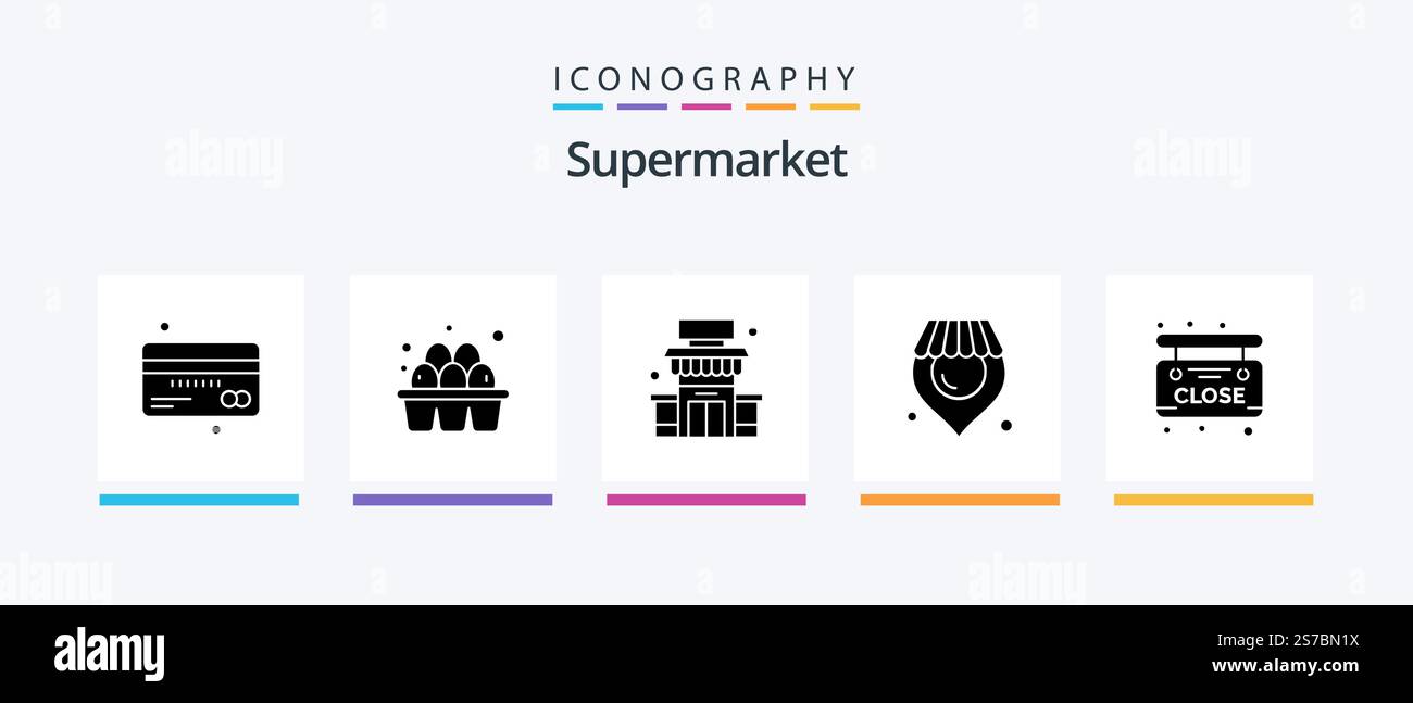 Supermarket Glyph 5 Icon Pack Including board. supermarket. supermarket ...