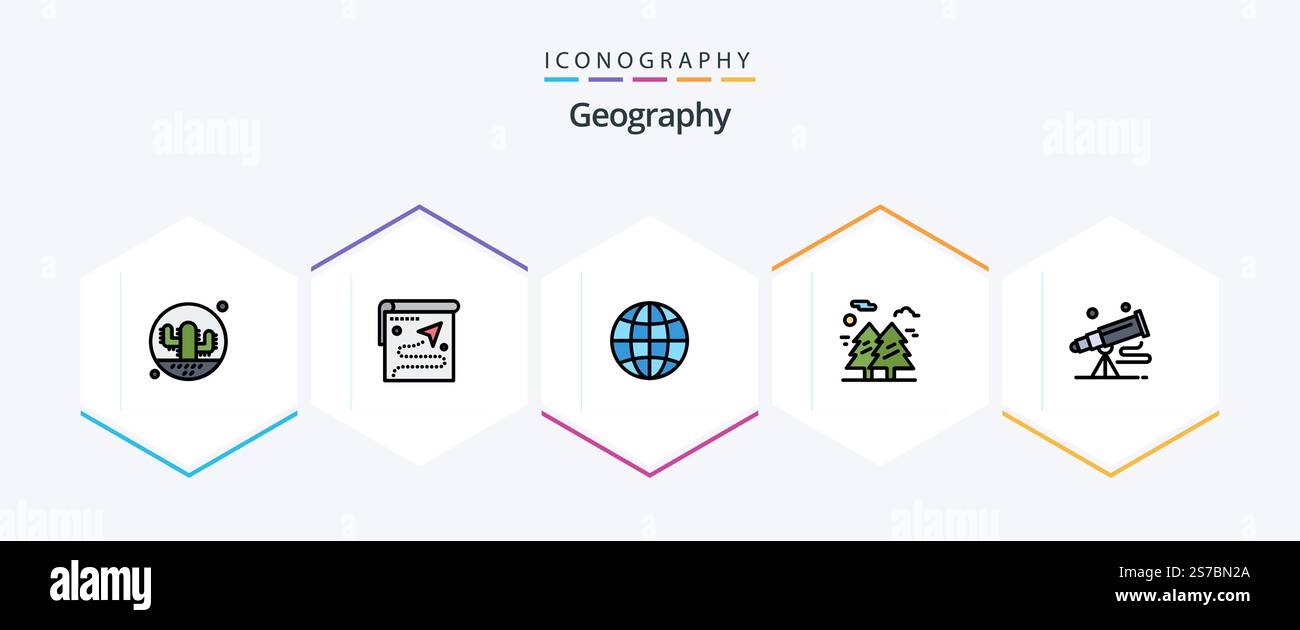 Geo Graphy 25 FilledLine icon pack including nature. forest ...