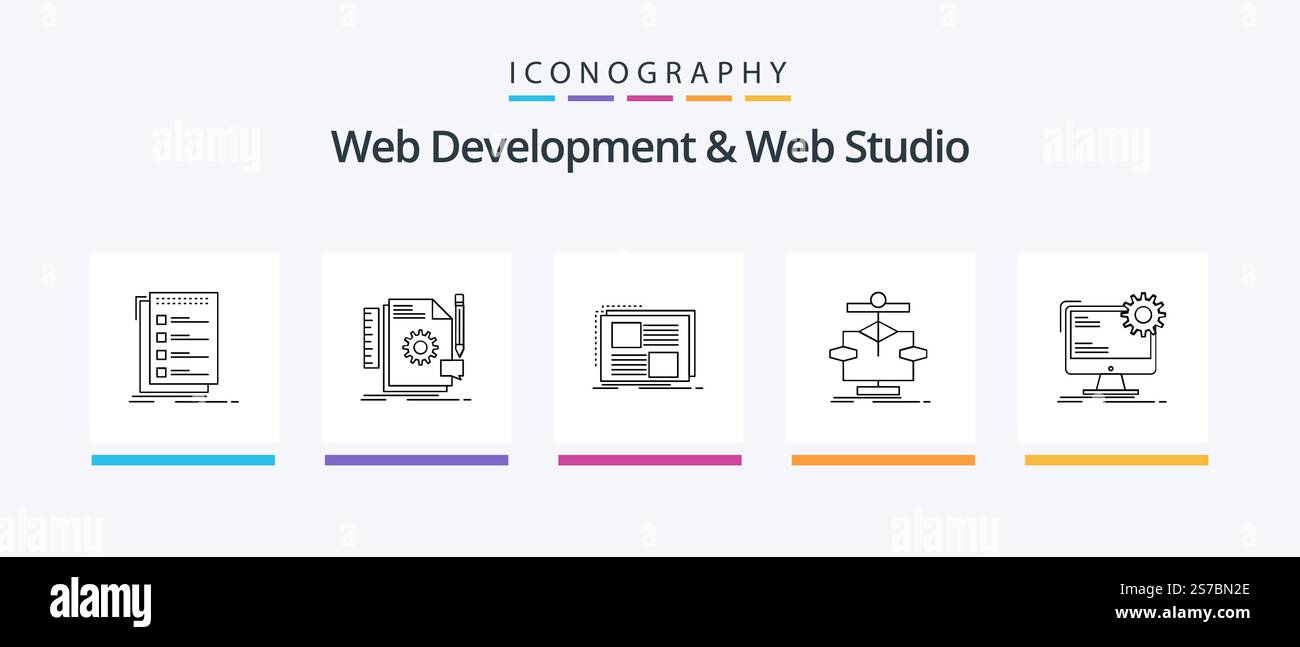 Web Development And Web Studio Line 5 Icon Pack Including flask ...