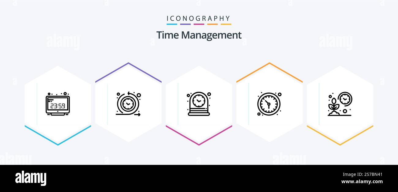 Time Management 25 Line icon pack including farm. watch. time process ...