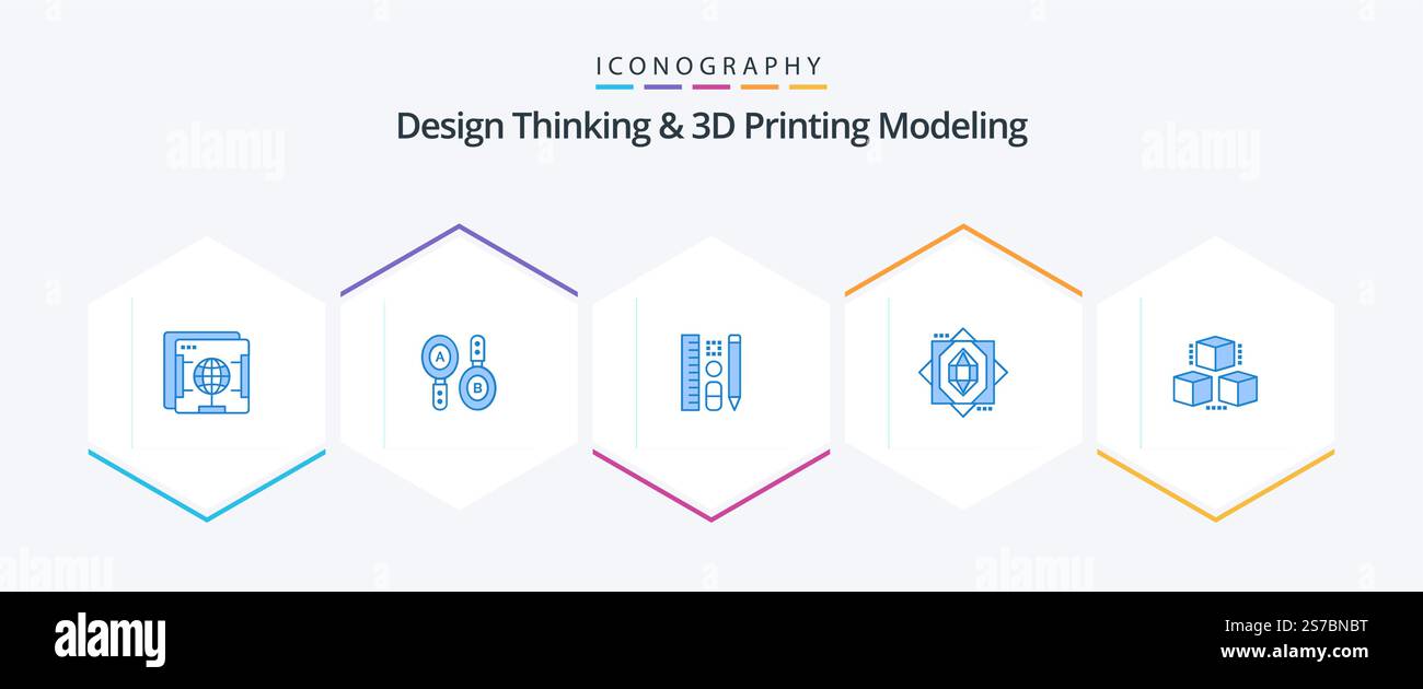 Design Thinking And D Printing Modeling 25 Blue icon pack including ...