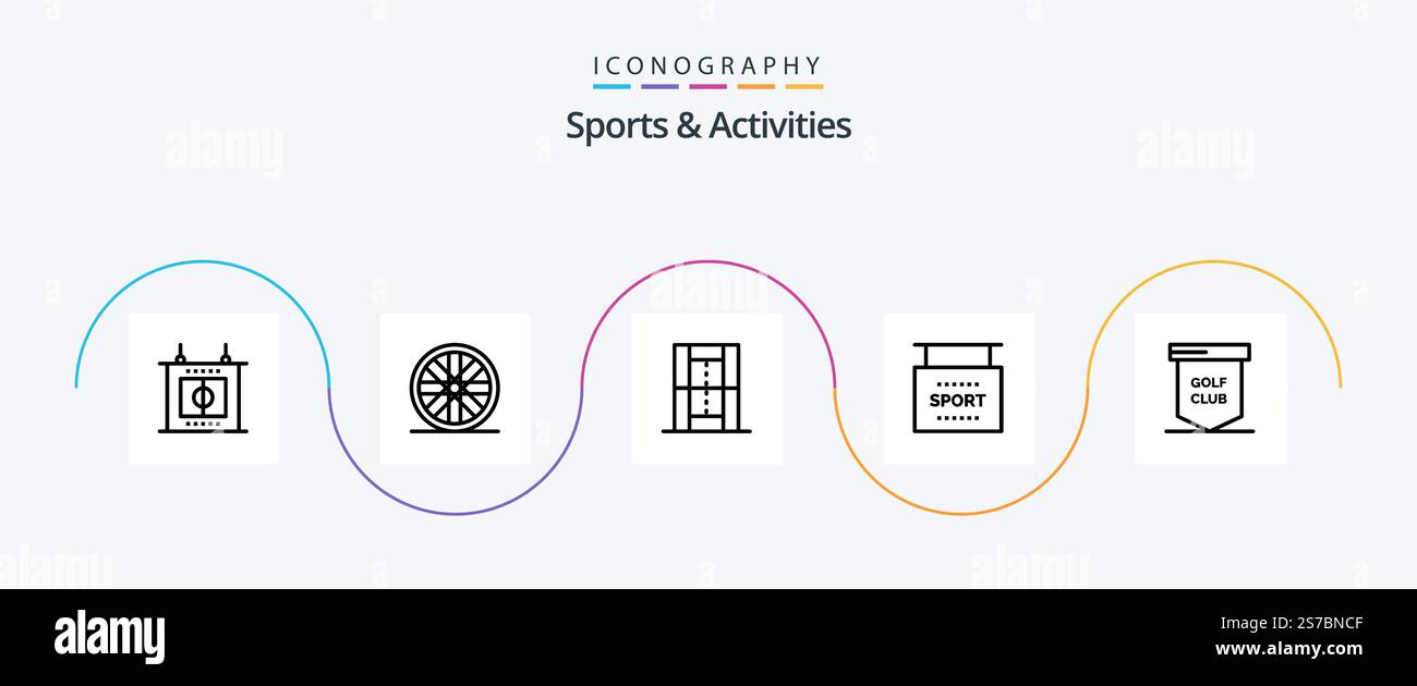 Sports and Activities Line 5 Icon Pack Including sport. golf. pitch ...