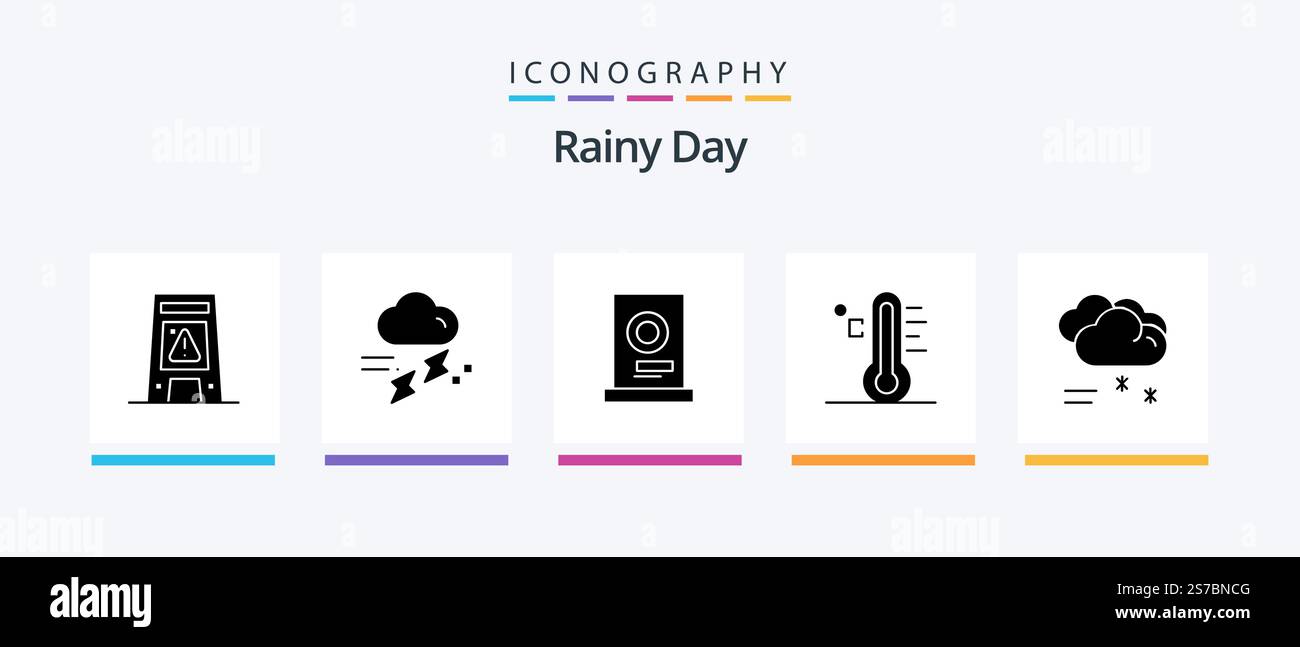Rainy Glyph 5 Icon Pack Including sun. light. rainy. cloud. furniture ...