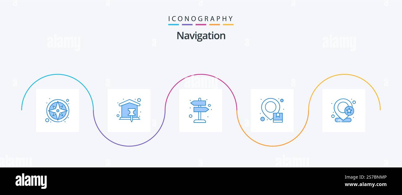 Navigation Blue 5 Icon Pack Including pin. location. pin. box. left ...
