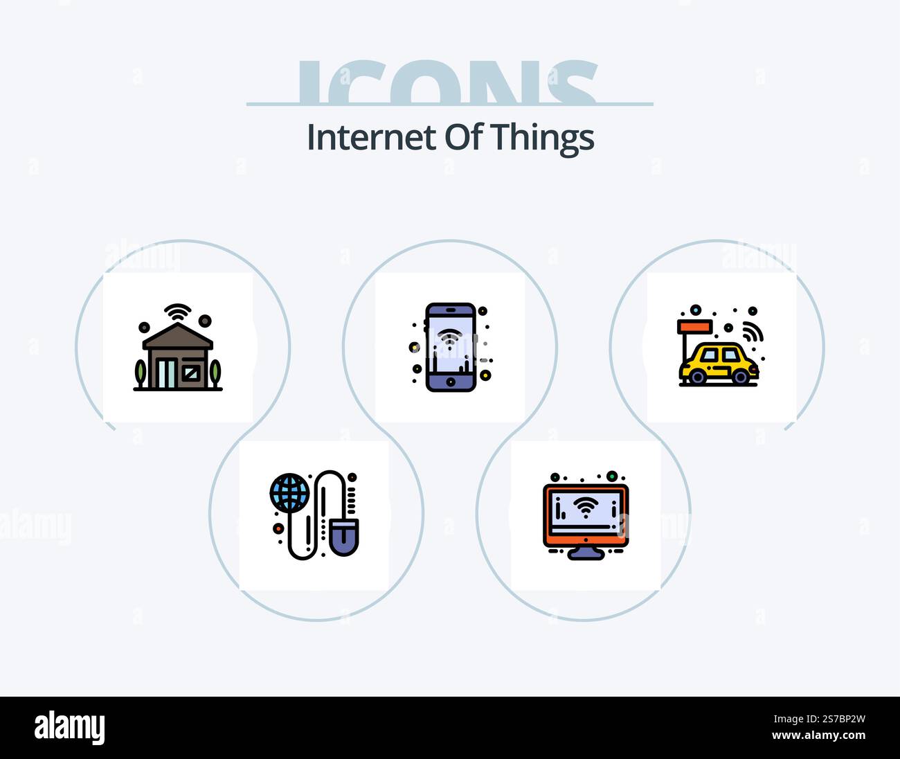 Internet Of Things Line Filled Icon Pack 5 Icon Design. router ...