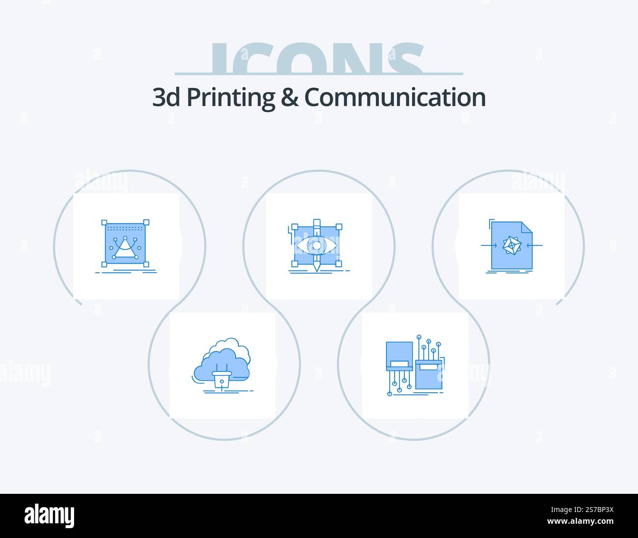 3d Printing And Communication Blue Icon Pack 5 Icon Design. sketch. design. lane. resize ...