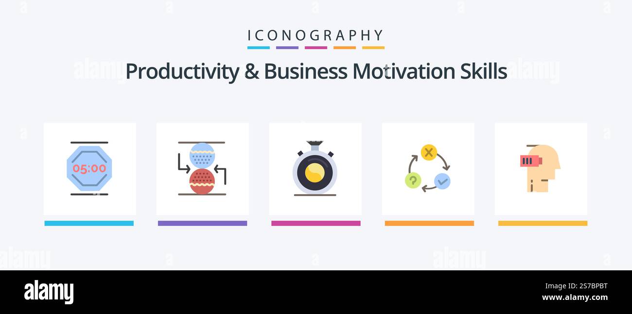 Productivity And Business Motivation Skills Flat 5 Icon Pack Including ...