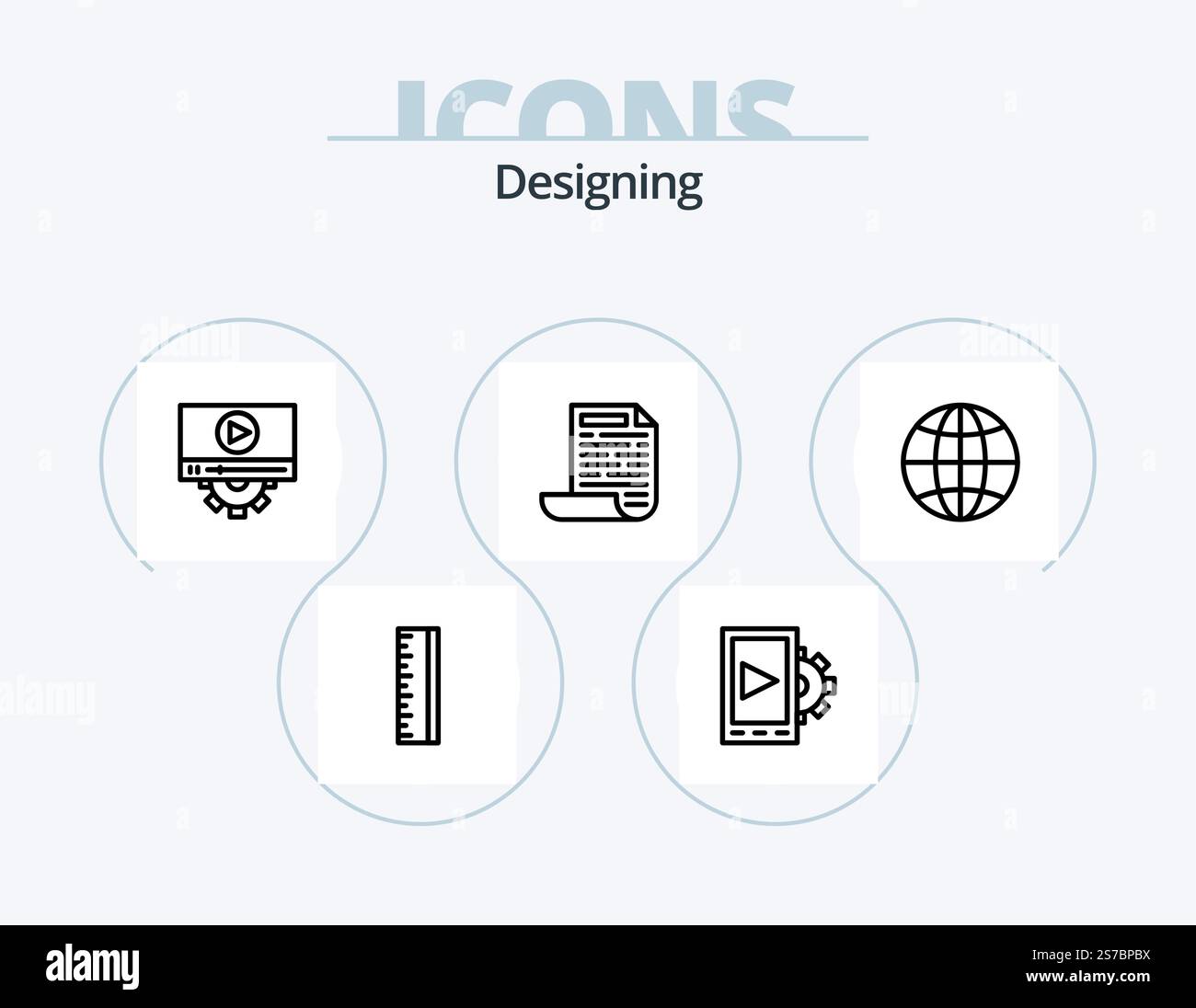 Designing Line Icon Pack 5 Icon Design. . design. aim. computer. setting Stock Vector Image ...