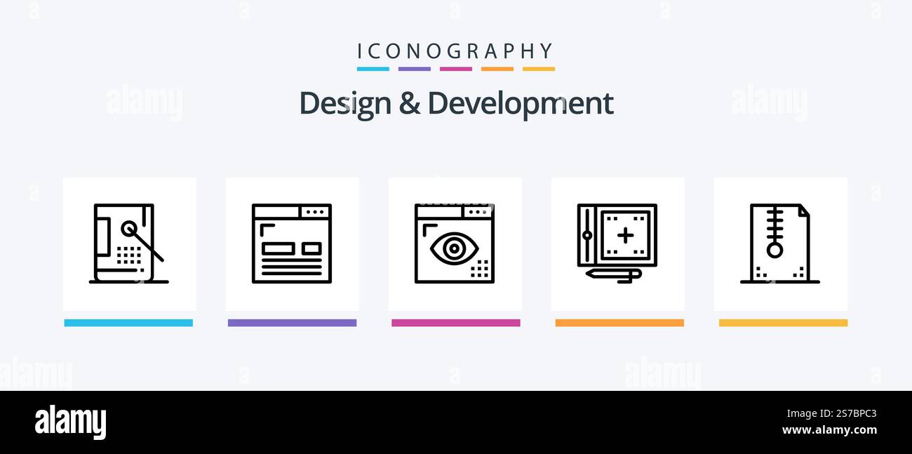 Design and Development Line 5 Icon Pack Including development. coding ...