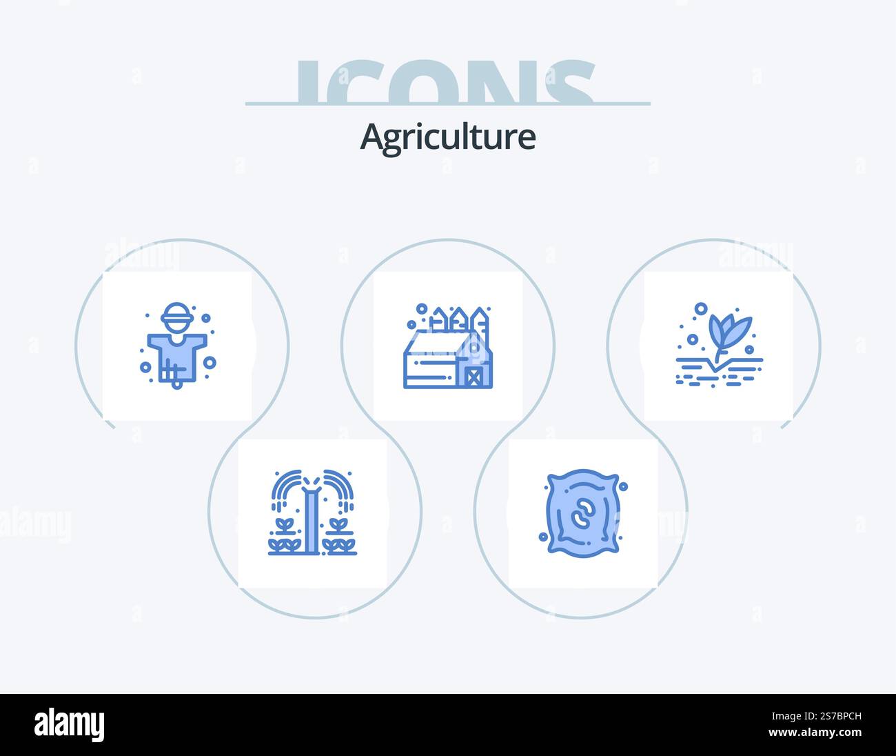 Agriculture Blue Icon Pack 5 Icon Design. cultivation. storehouse ...
