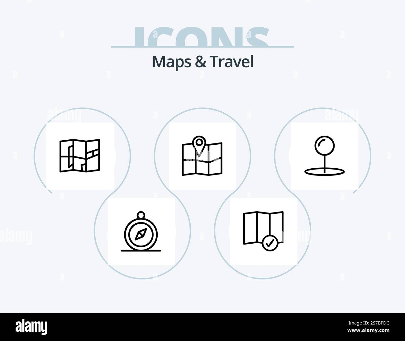 Maps and Travel Line Icon Pack 5 Icon Design. . . place. route ...