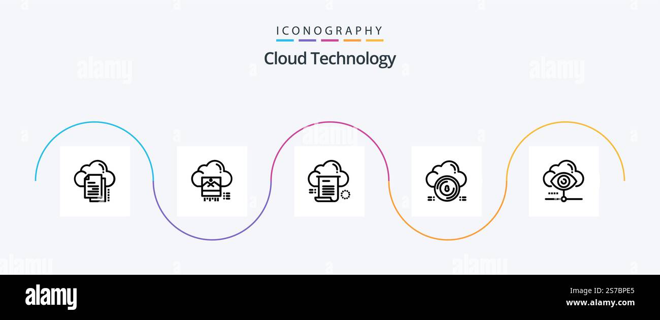 Cloud Technology Line 5 Icon Pack Including protect. safe. cloud. computing. document Stock ...