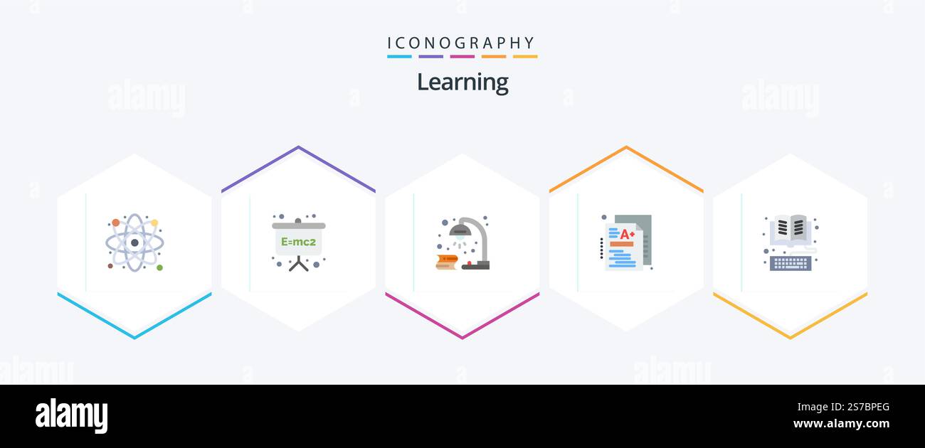 Learning 25 Flat icon pack including ebook. knowledge. lamp. grade ...