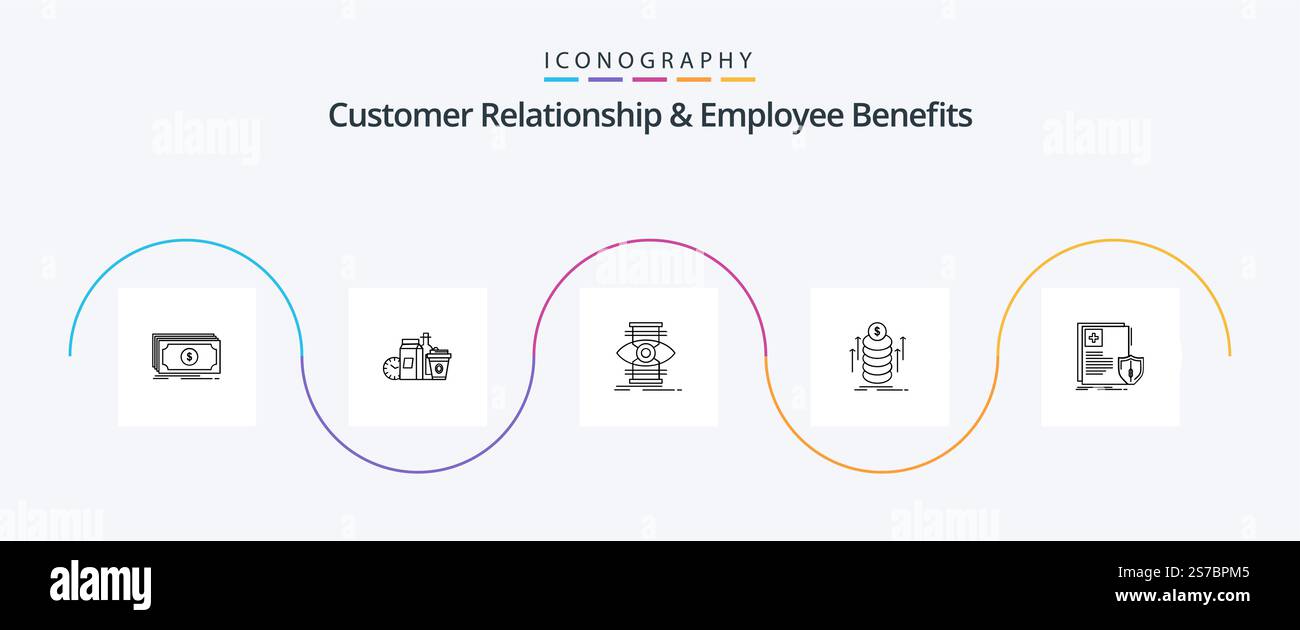 Customer Relationship And Employee Benefits Line 5 Icon Pack Including ...