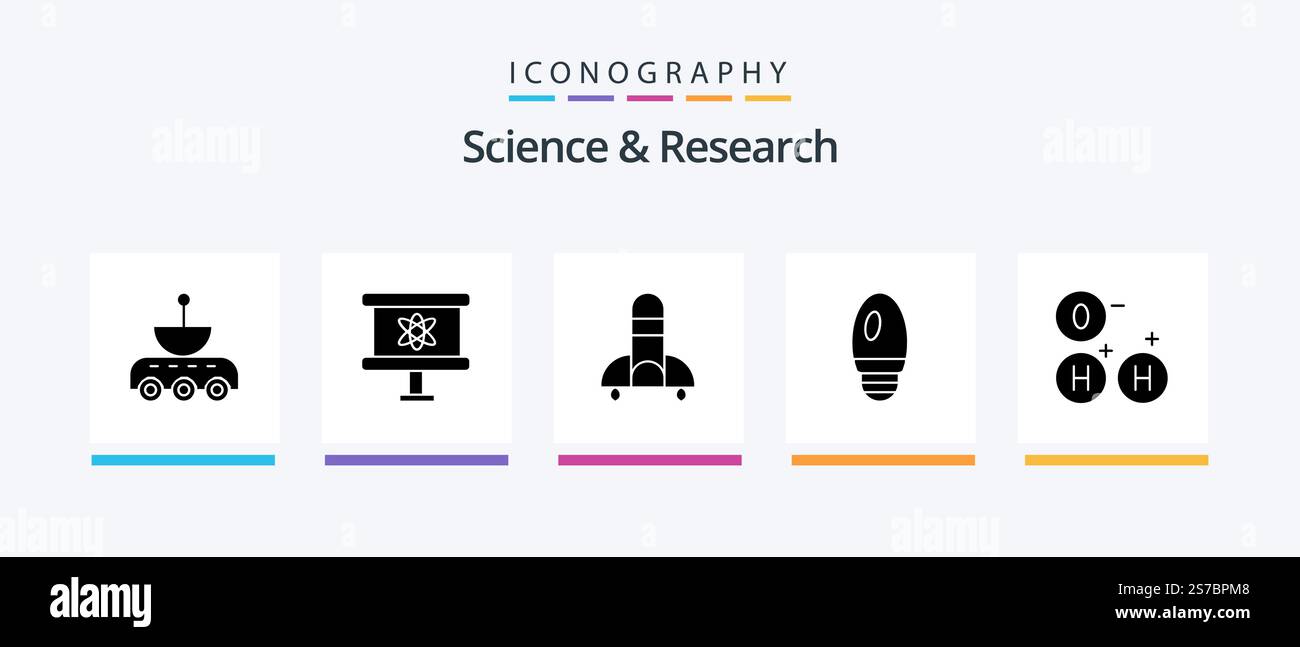 Science Glyph 5 Icon Pack Including science. lamp. space. candle. space ...