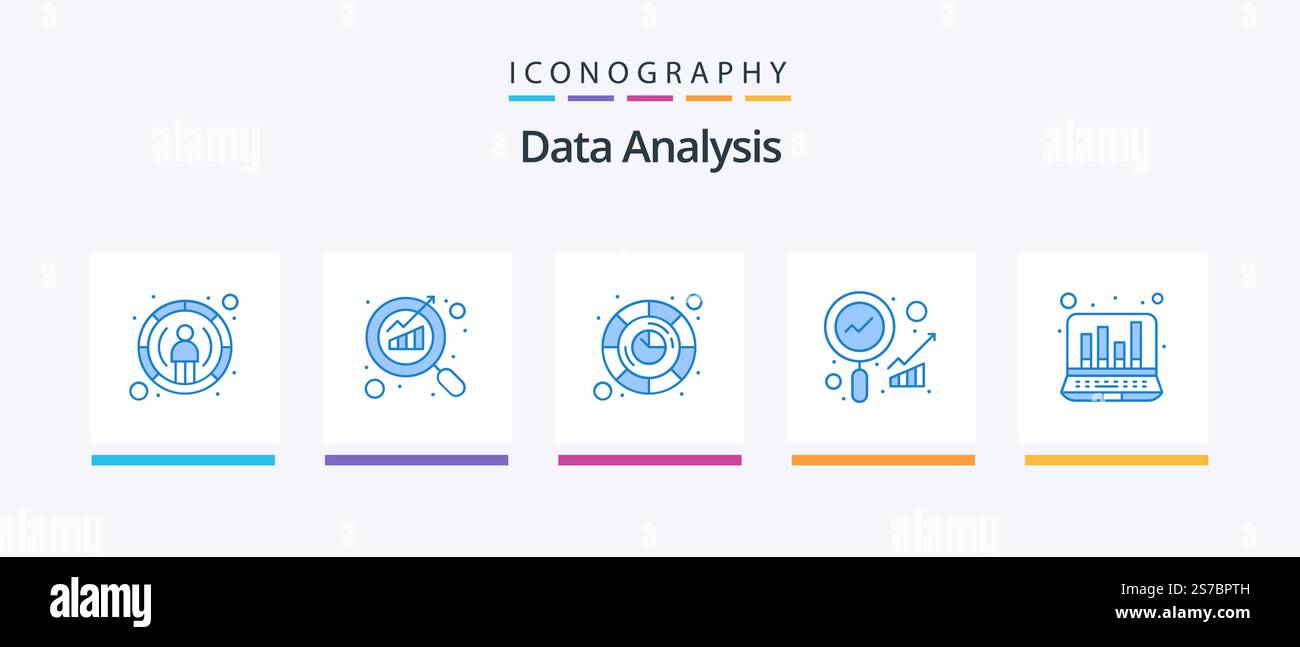Data Analysis Blue 5 Icon Pack Including online. graph. focus analysis ...