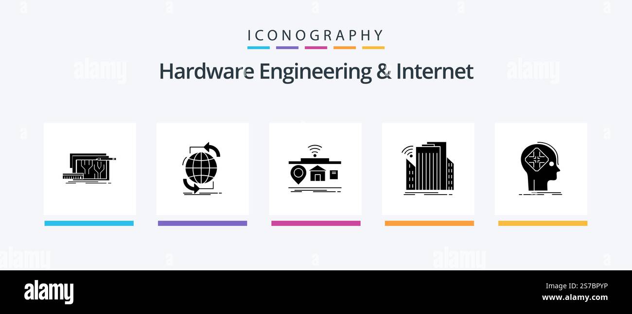 Hardware Engineering And Internet Glyph 5 Icon Pack Including sensor ...