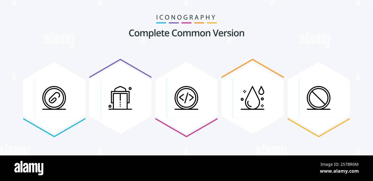 Complete Common Version 25 Line icon pack including block. drop. code ...